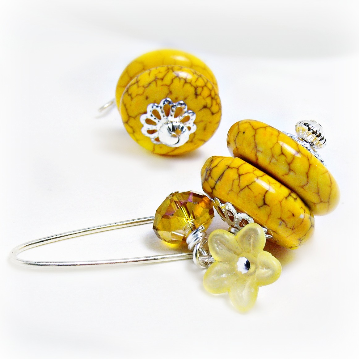 Yellow Magnesite Turquoise Earrings- Yellow Jewelry-summer Jewelry ...